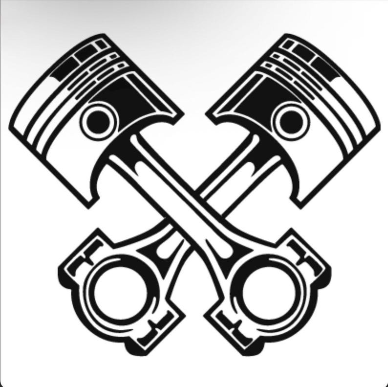 Crossed Pistons Vinyl Decal - Engine Parts Decal - Racing & Automotive ...