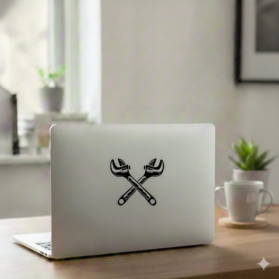 Crossed Wrenches Vinyl Decal - Mechanic Tool Decal - Industrial Gear ...
