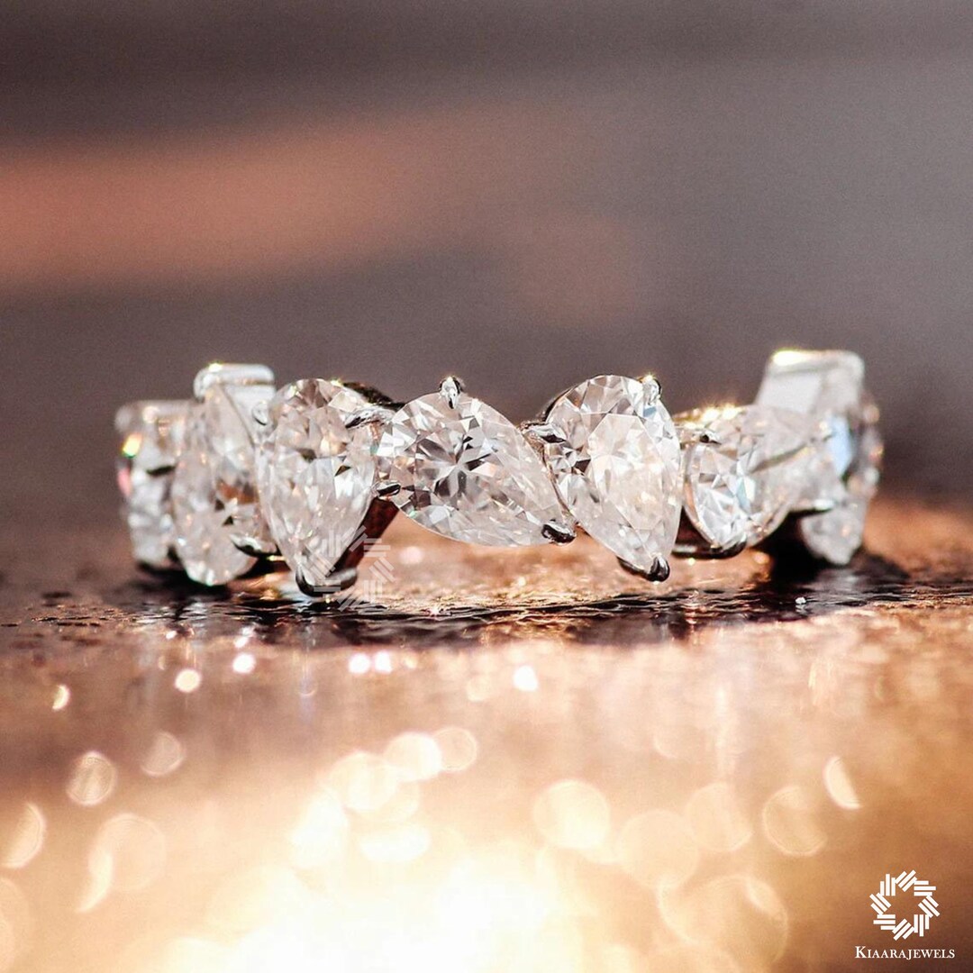 Pear Shaped Diamond Eternity Band, 0.17 CT Each Pear Lab Grown Diamond ...