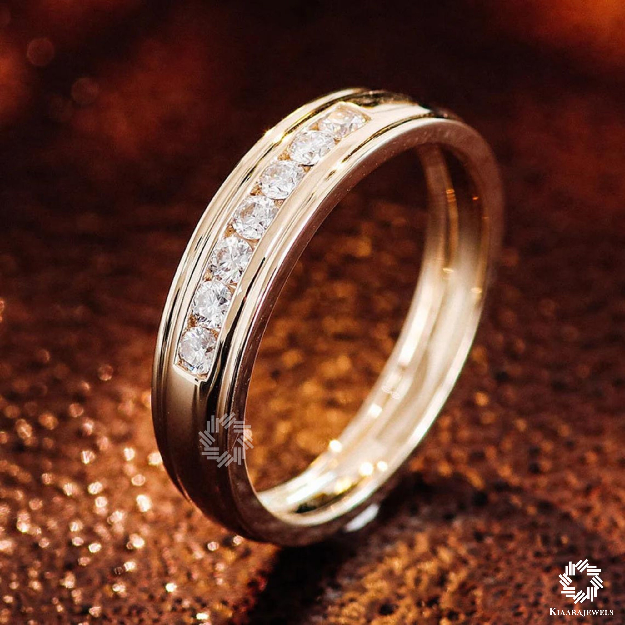 Men's Wedding Ring, Mens Moissanite Ring, Channel Set Ring for Him ...