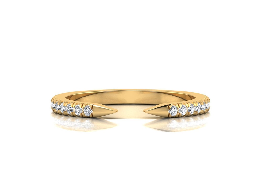 Minimalist Band, Open Gap Wedding Band, Round Cut Moissanite Engagement ...