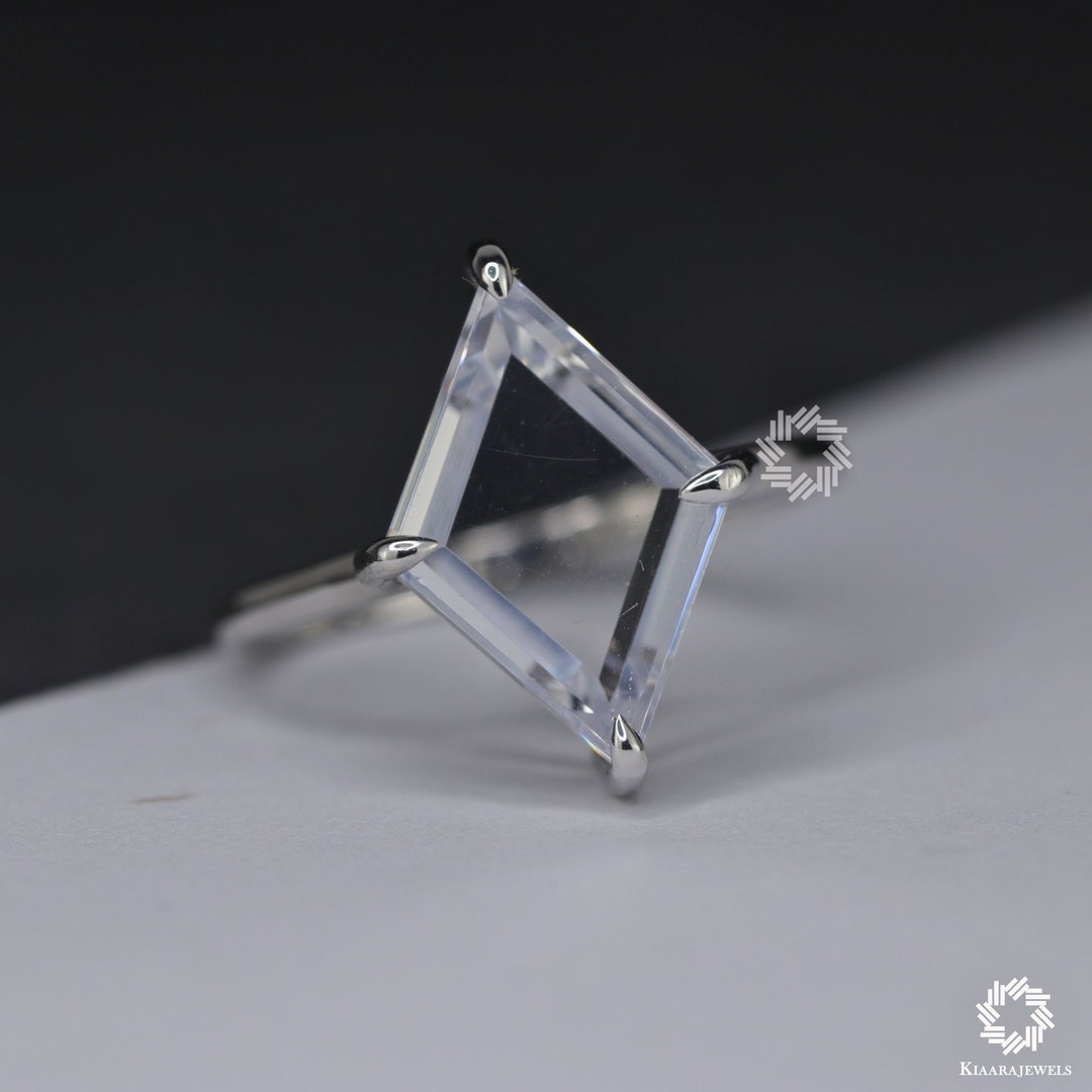 2 CT Portrait Cut Lozenge Shape Moissanite Engagement Ring, 14K Solid ...