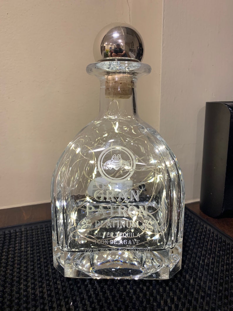 Gran Patron Platinum Tequila Bottle (EMPTY) With LED Lights (upcycled ...