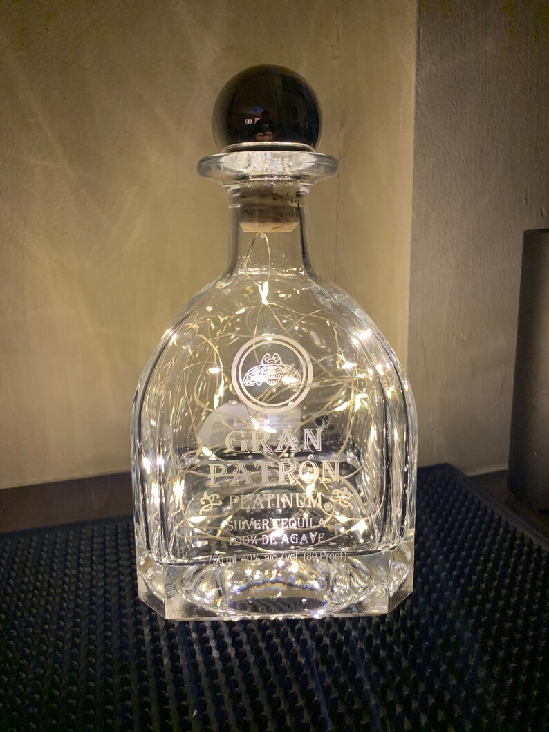 Gran Patron Platinum Tequila Bottle (EMPTY) With LED Lights (upcycled ...