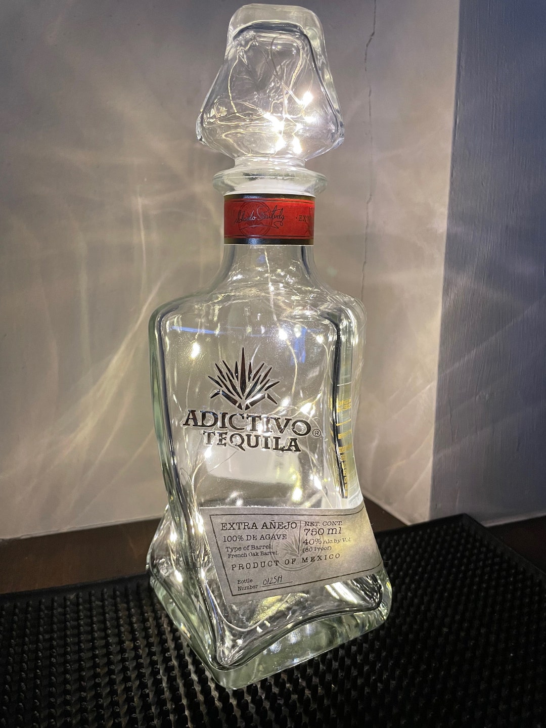 Adictivo Extra Anejo Tequila Bottle With Battery-operated or Usb-powered LED Lights (empty and ...