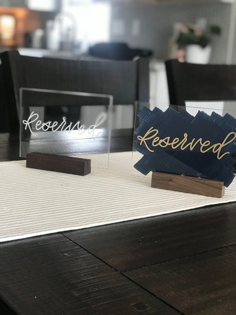 Acrylic Reserved Sign With Stand Acrylic Stand Reserved - Etsy