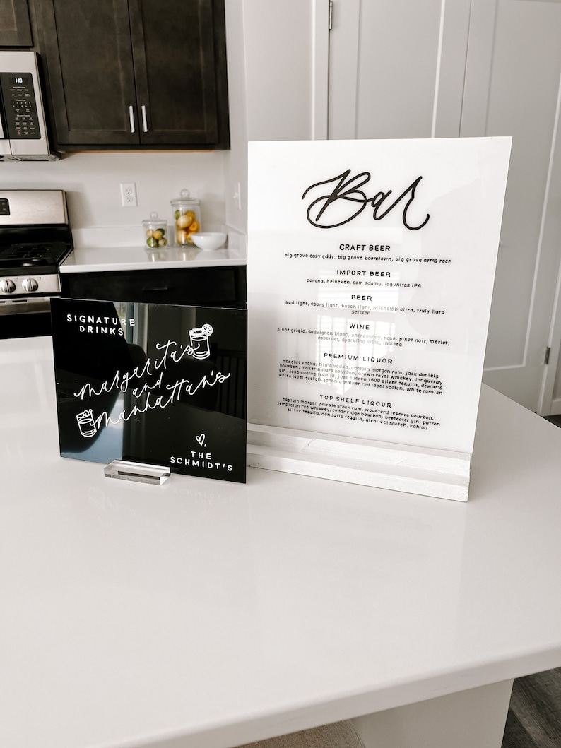 Acrylic Bar Menu Small Bar Menu Sign Wedding Drink Menu - Etsy