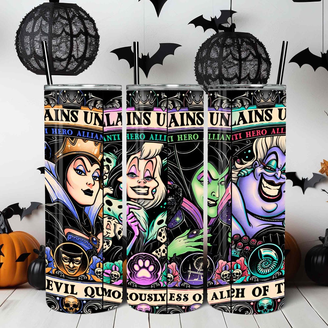 Halloween Cartoon 20 Oz Tumbler Wrap, Villain Friends Wrap Png ...