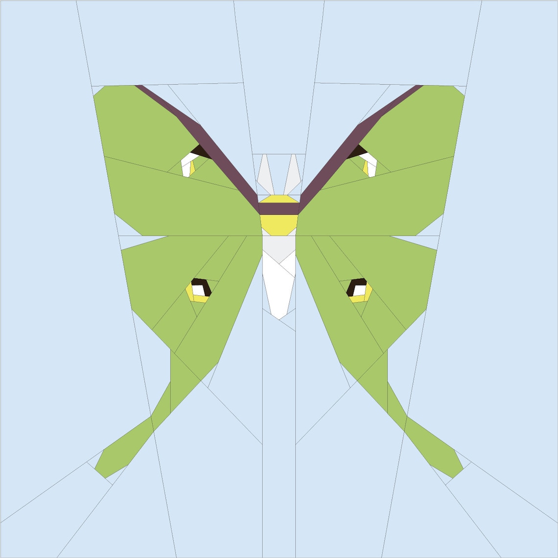 Foundation Paper Pieced Quilt Pattern: Luna Moth - Etsy