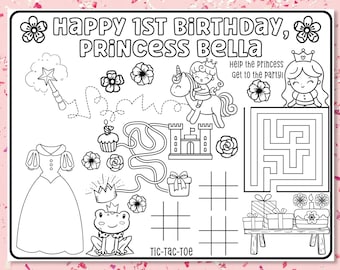 Princess Party Coloring Pages - Etsy