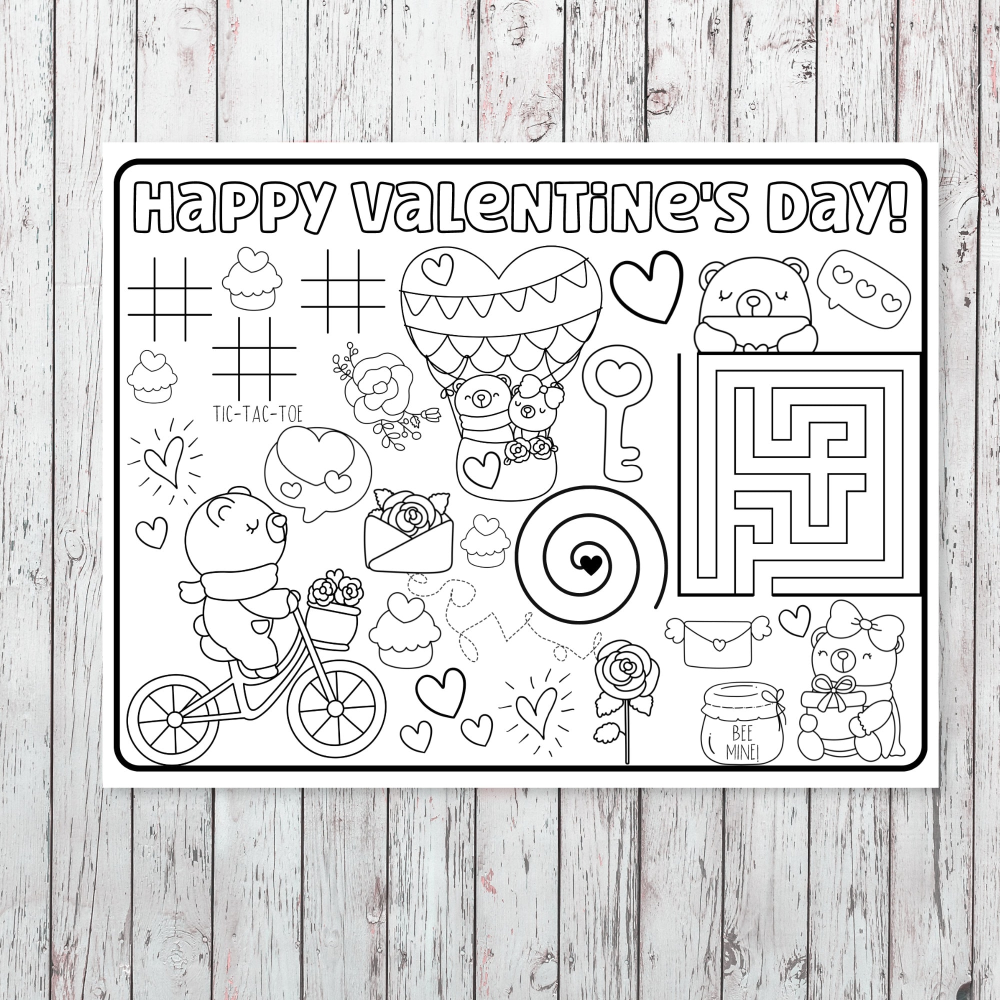 Valentine Placemat Printable Valentine Activity for Kids - Etsy