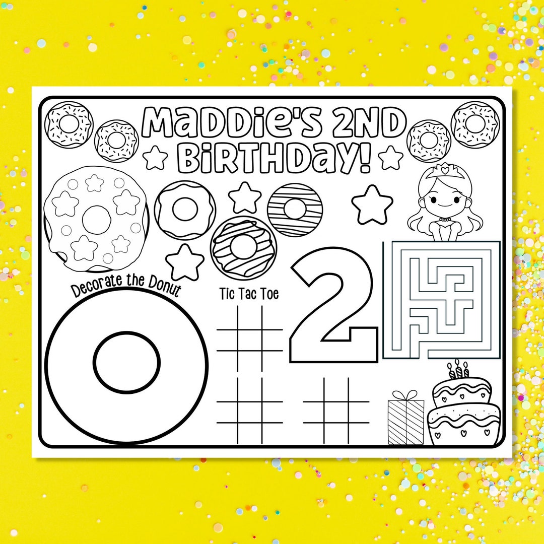 Donut Birthday Girl, Donut Party Printable, Personalized Party Placemat ...