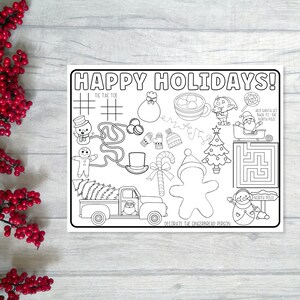 Holiday Coloring Placemats, Holiday Activity Sheet, Printable Party ...