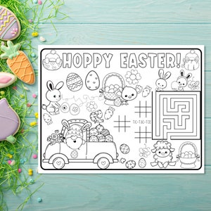 Hoppy Easter, Activity Sheet, Coloring Placemat for Kids, Printable ...