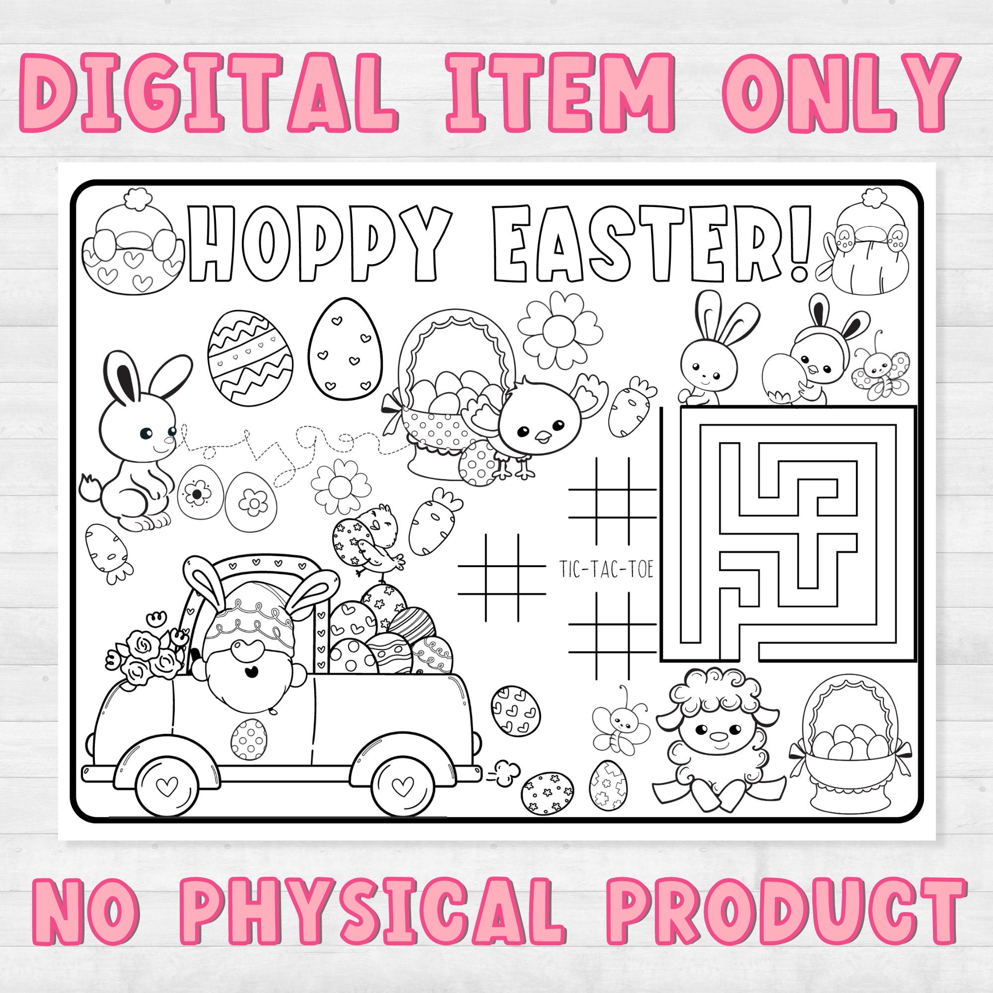 Hoppy Easter, Activity Sheet, Coloring Placemat for Kids, Printable ...