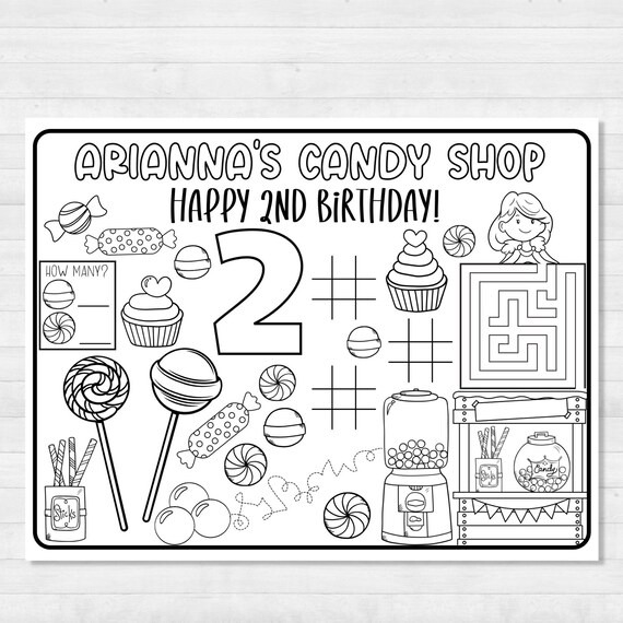 Candy Birthday Party Activity Candy Birthday Printable Candy | Etsy