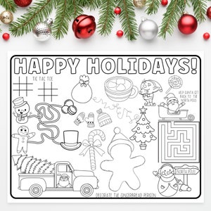 Holiday Coloring Placemats, Holiday Activity Sheet, Printable Party ...