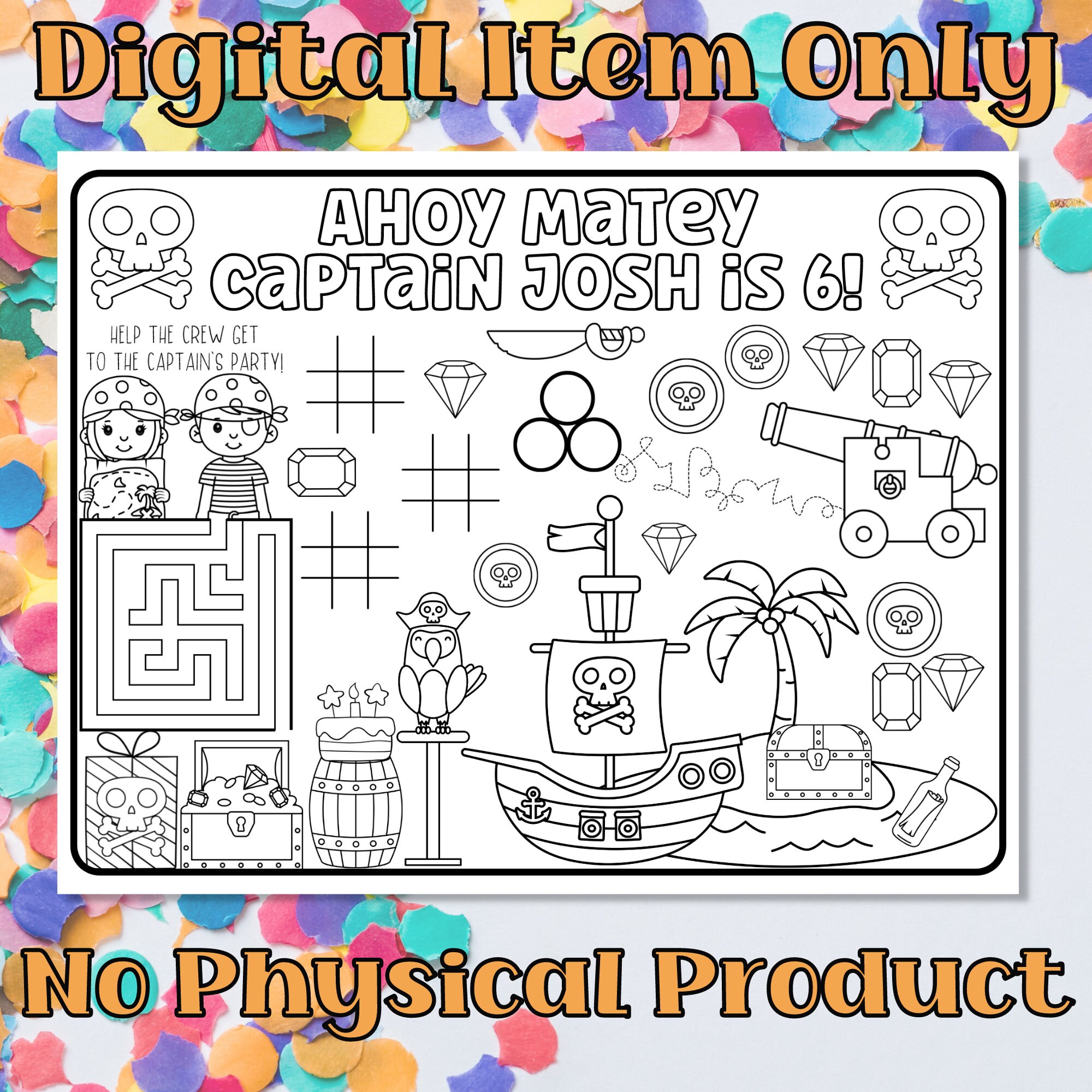 Pirate Birthday Party Theme Personalized Party Placemats - Etsy