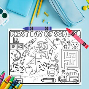 Back to School Coloring Sheet, 1st Day of School Printable, First Day ...