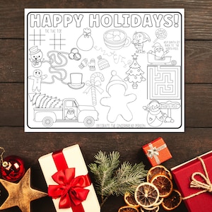 Holiday Coloring Placemats, Holiday Activity Sheet, Printable Party ...