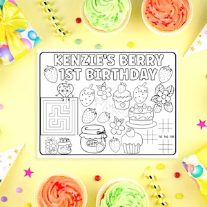 Berry 1st Birthday Placemat, Stawberry 1st Birthday Party, Custom ...