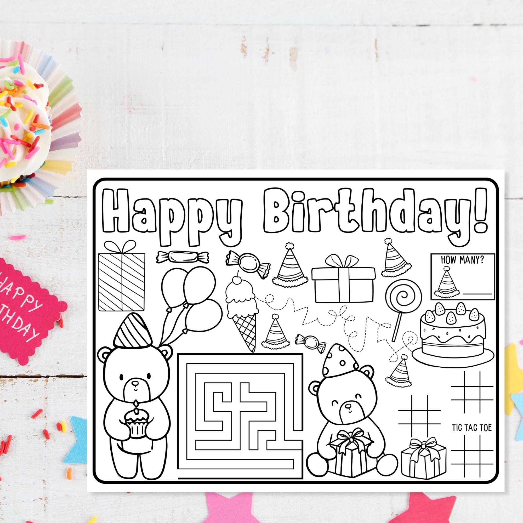 Birthday Coloring Placemats Party Table Decor Activity Sheet - Etsy