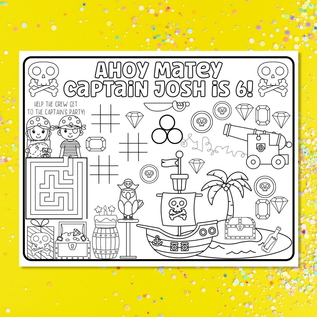 Pirate Birthday Party Theme, Personalized Party Placemats, Custom ...