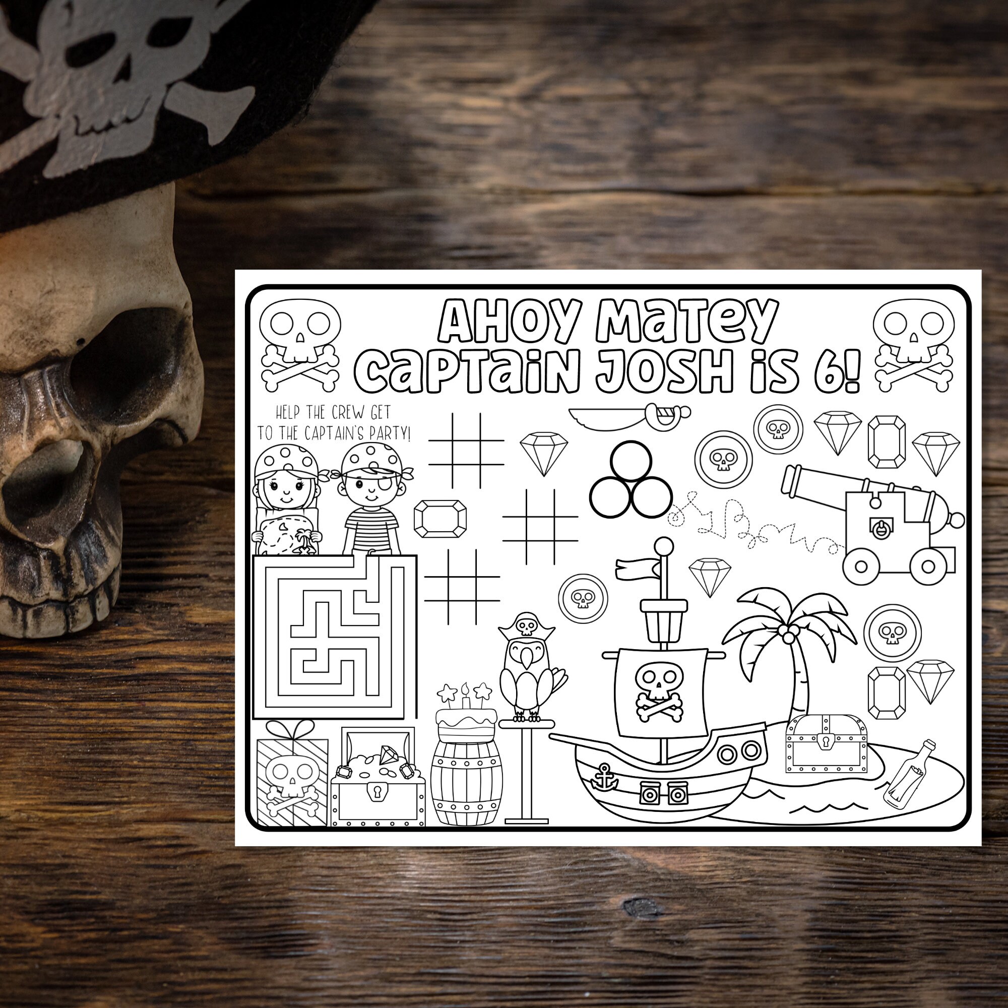 Pirate Birthday Party Theme, Personalized Party Placemats, Custom ...
