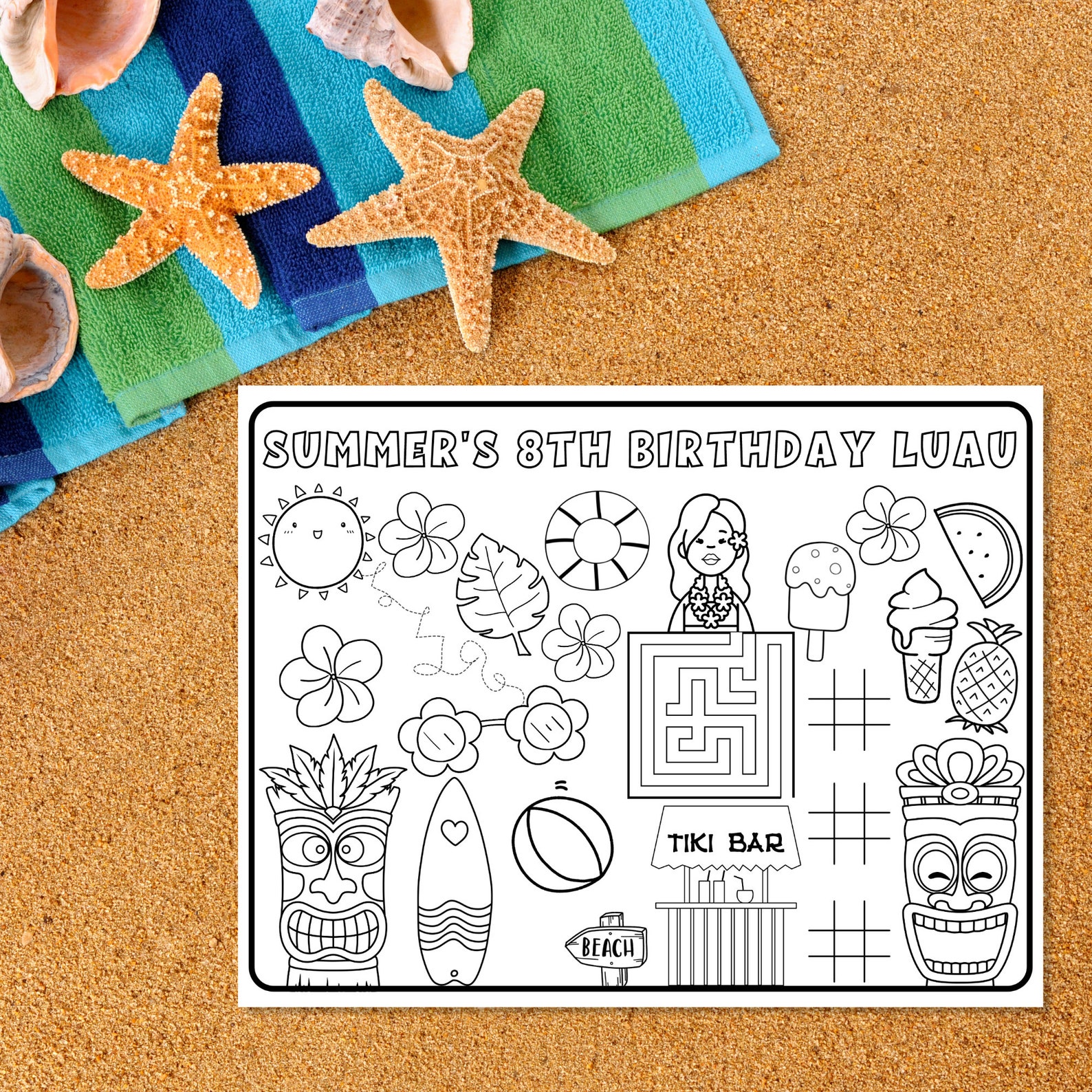 Summer Birthday Party Favors, Hula Girl Birthday Party, Personalized ...