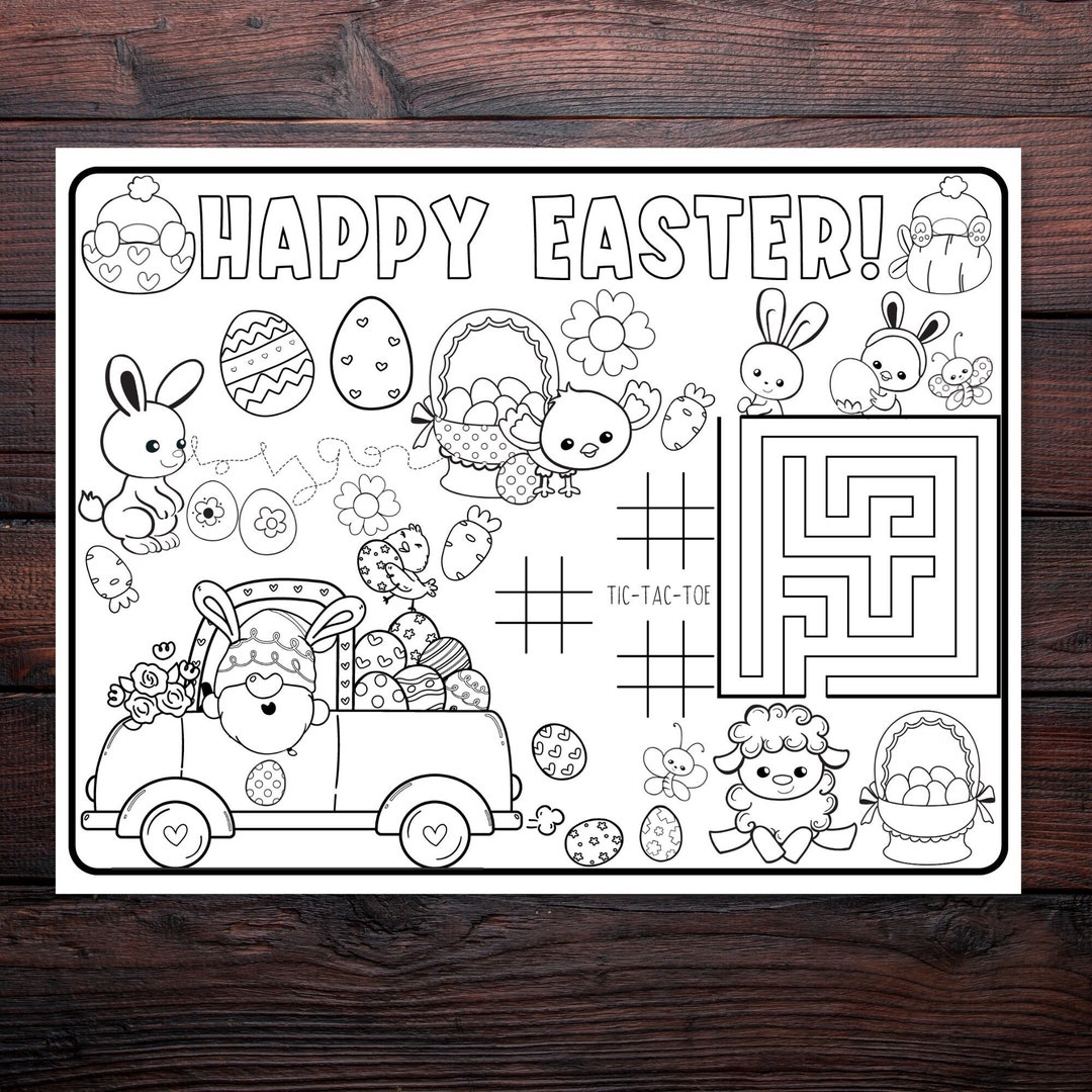 Easter Activities, Bunny Coloring Page, Printable Placemat for Kids ...