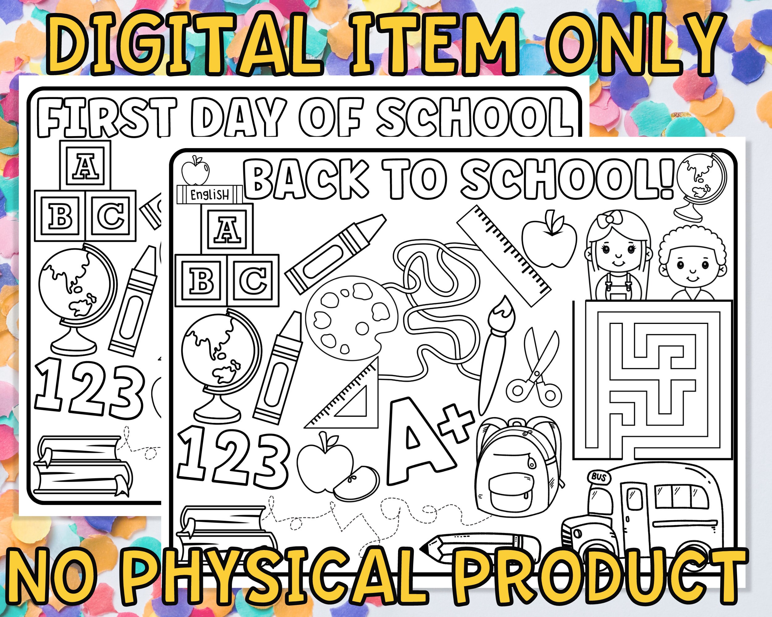 Back to School Coloring Sheet, 1st Day of School Printable, First Day ...