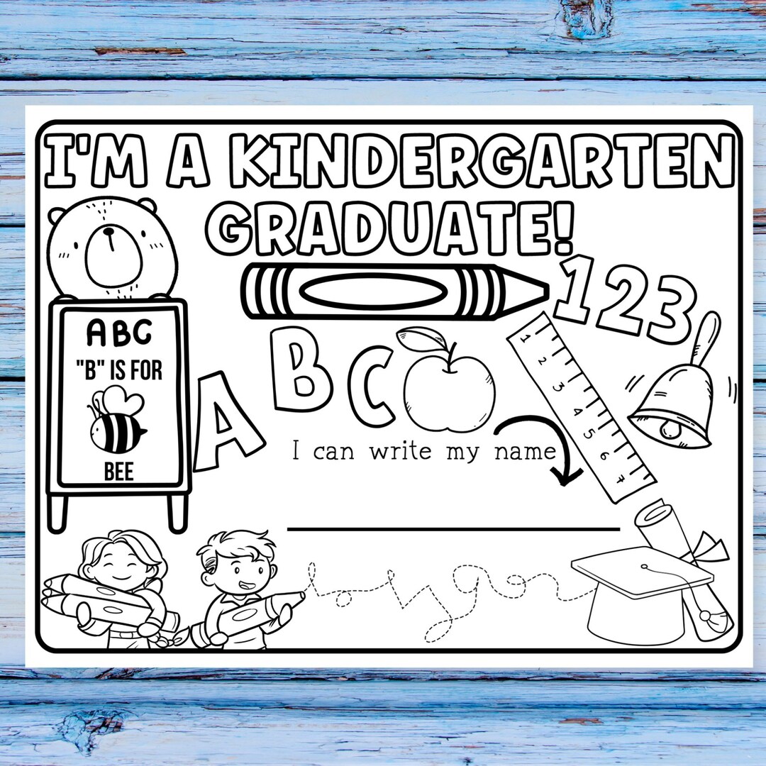 Kindergarten Graduation Printable, Coloring Placemats for Kids, End of ...