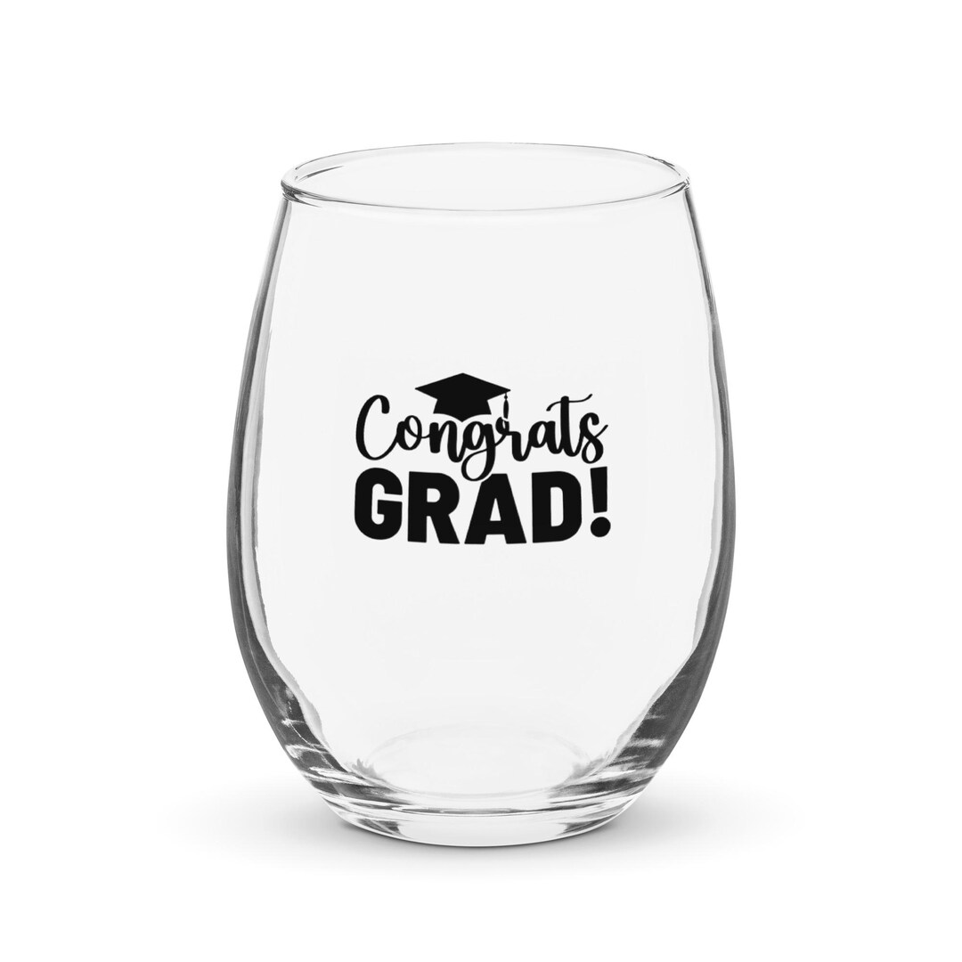 Graduation Stemless Wine Glass for Graduate, Congratulation Grad ...