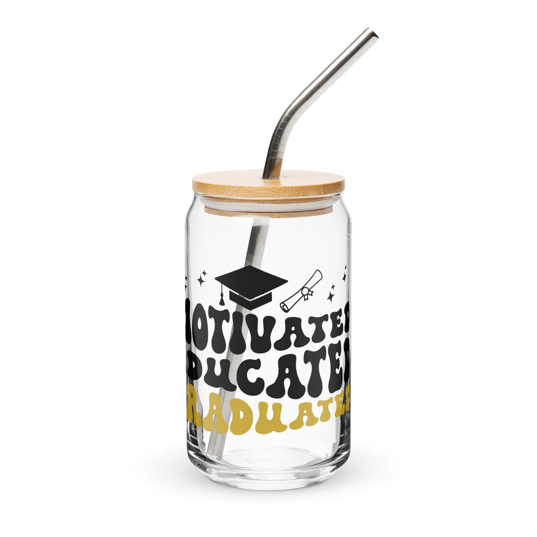 Graduation Can-shaped Glass for Graduate, Educated and Graduated ...