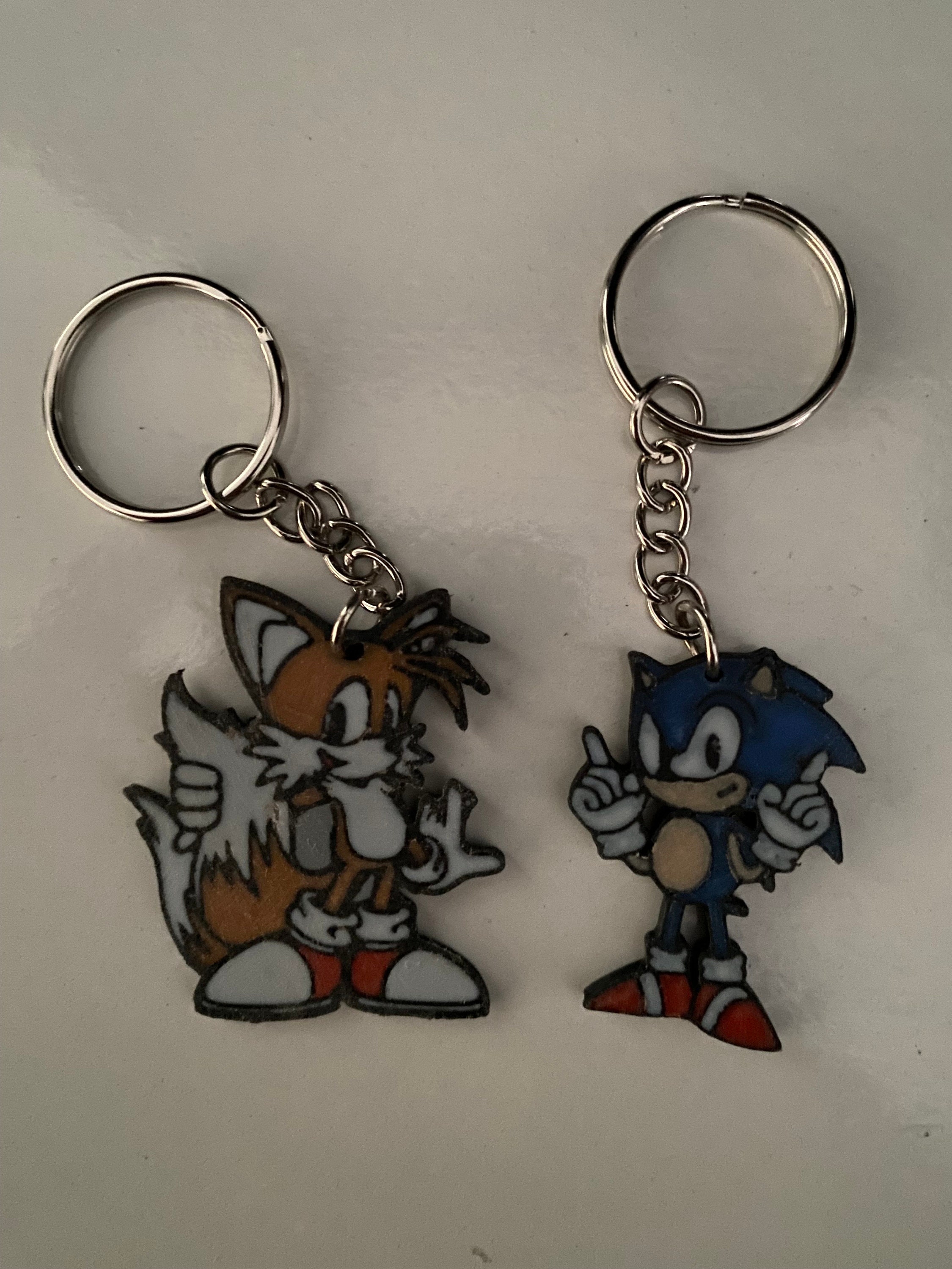 Sonic the Hedgehog and Tails 3D Printed Keyring, Unique Handmade ...