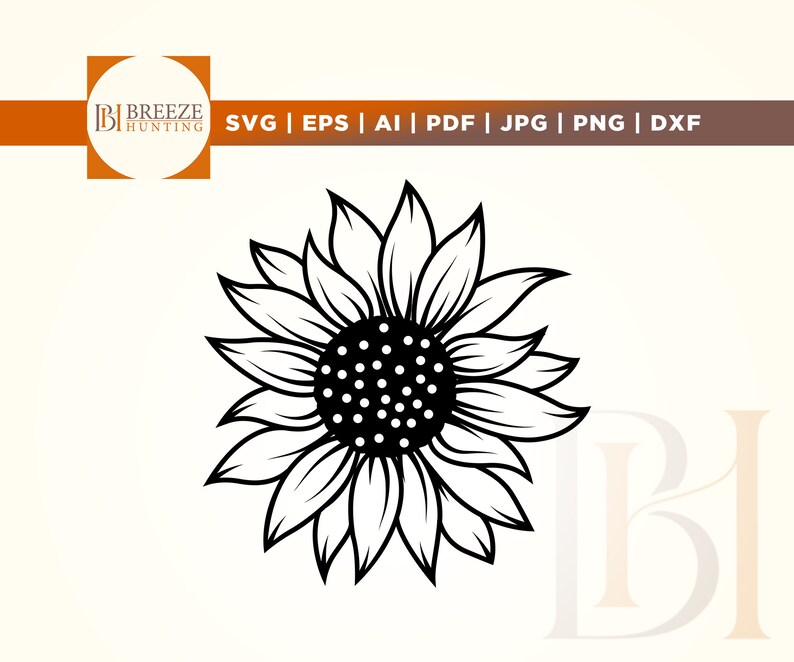 Sunflower Svg Floral Svg Sunflower Clipart Flower Svg Sunflower
