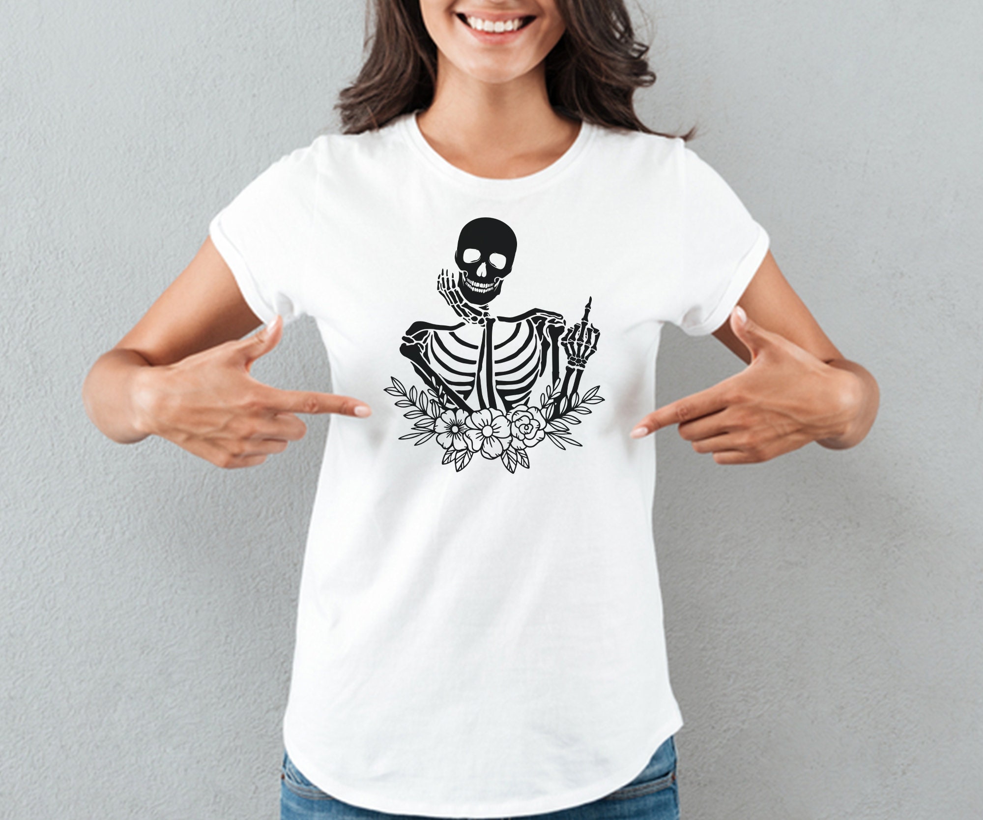 Floral Skeleton Middle Finger Svg, Human Skeleton Svg, Middle Finger ...
