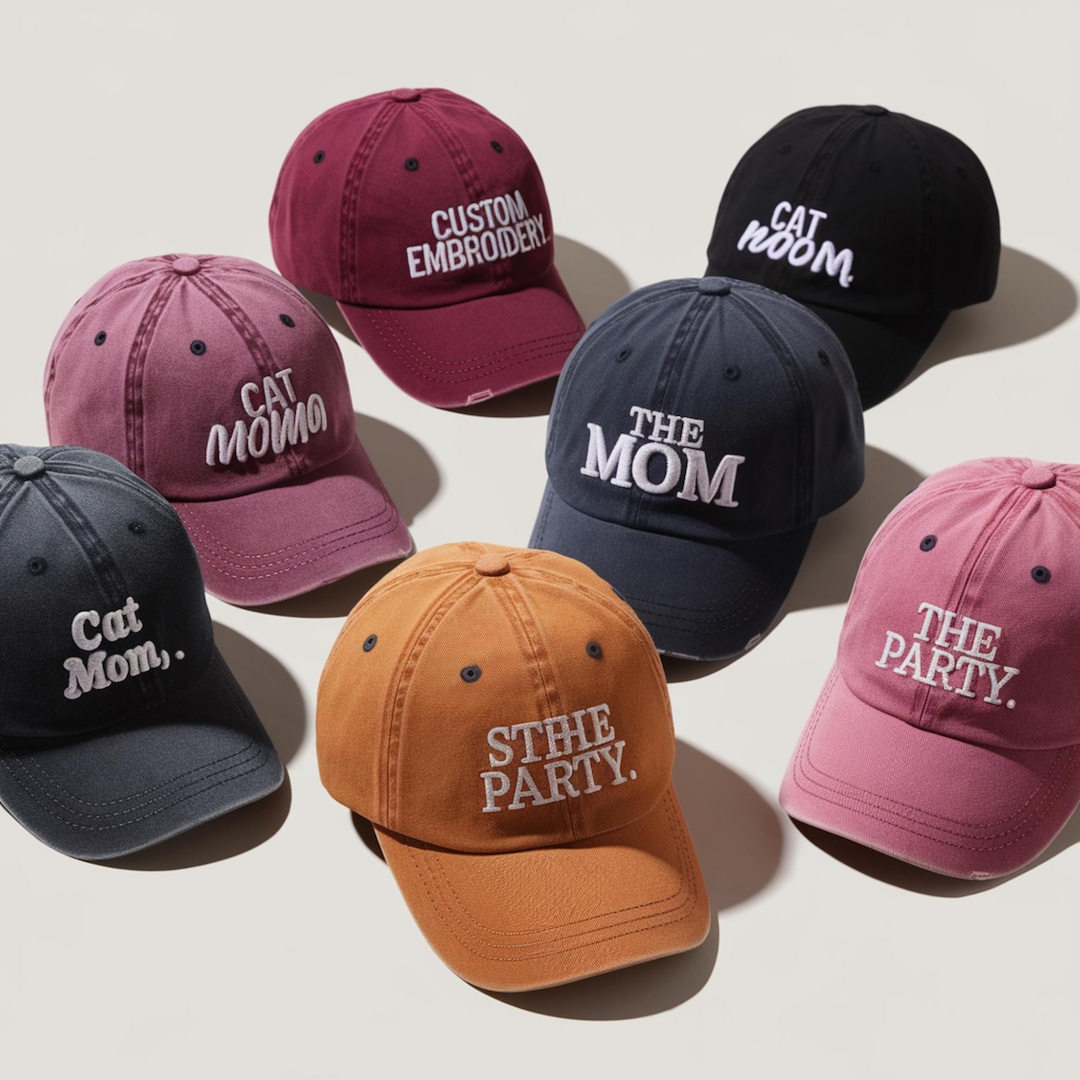 Custom Text Hat, Custom Logo Embroidered Hat, Retro Baseball Hat ...