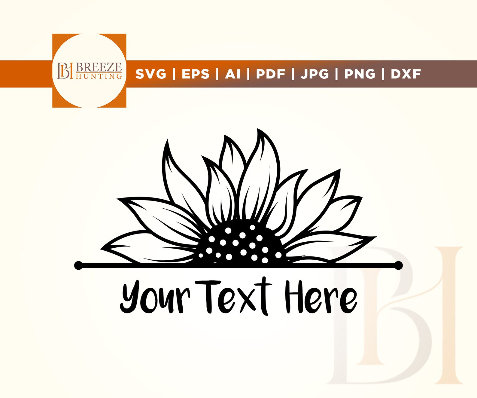 Half Sunflower SVG, Sunflower Border SVG, Split Sunflower Svg ...