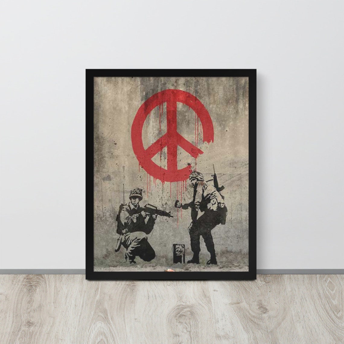 Banksy Soldiers Painting CND Sign Framed Poster Print Banksy - Etsy UK