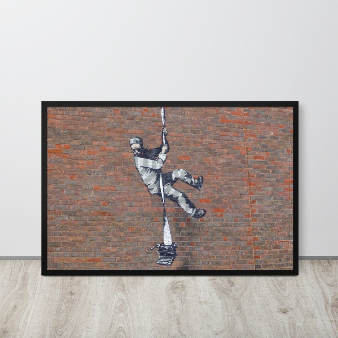 Banksy Framed Poster Print Escaping Prisoner Banksy Reading Prison ...