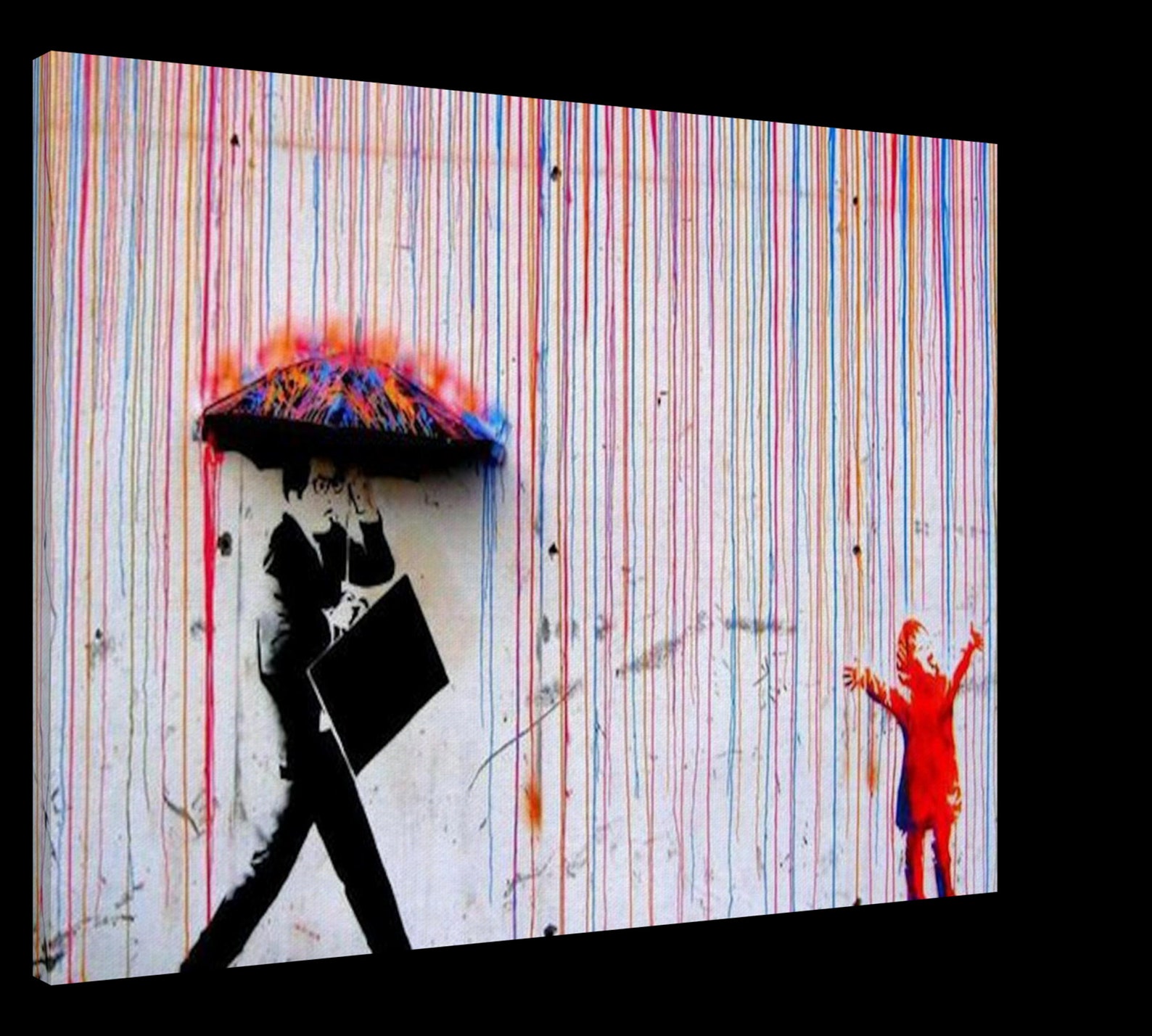 Banksy Colored Rain Canvas Print Banksy Canvas Banksy Etsy