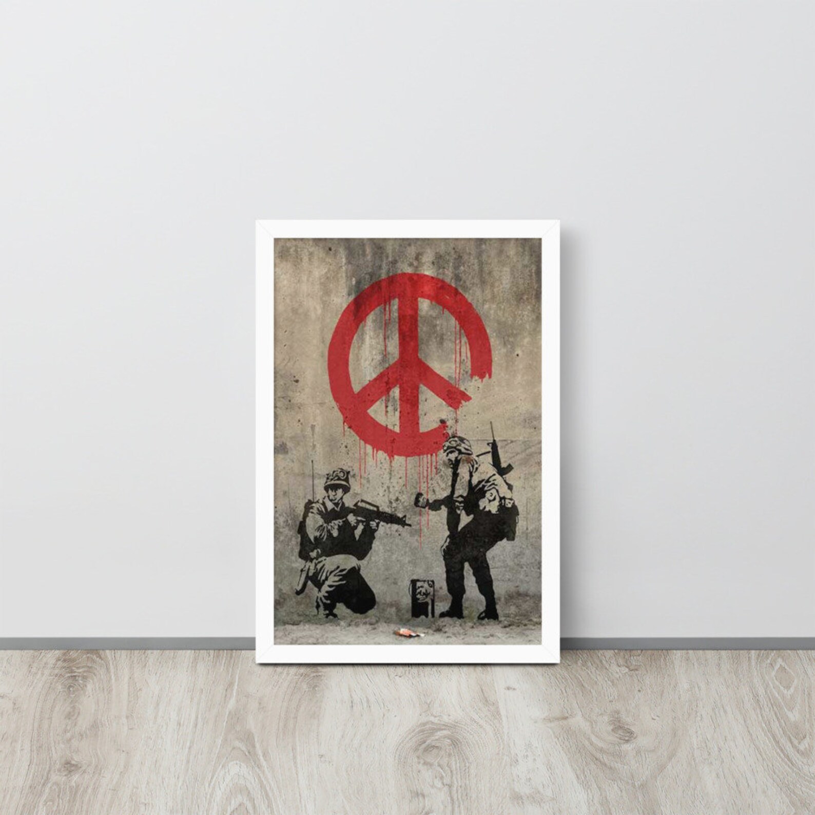 Banksy Soldiers Painting CND Sign Framed Poster Print Banksy - Etsy UK