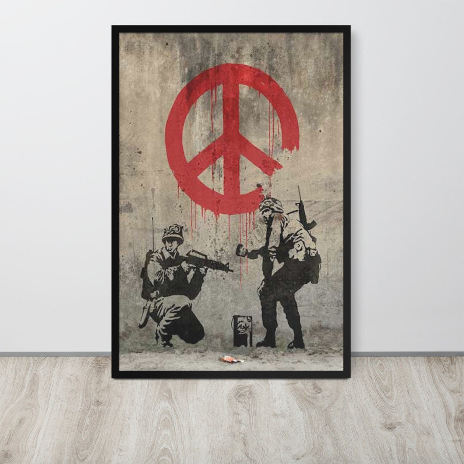 Banksy Soldiers Painting CND Sign Framed Poster Print Banksy - Etsy