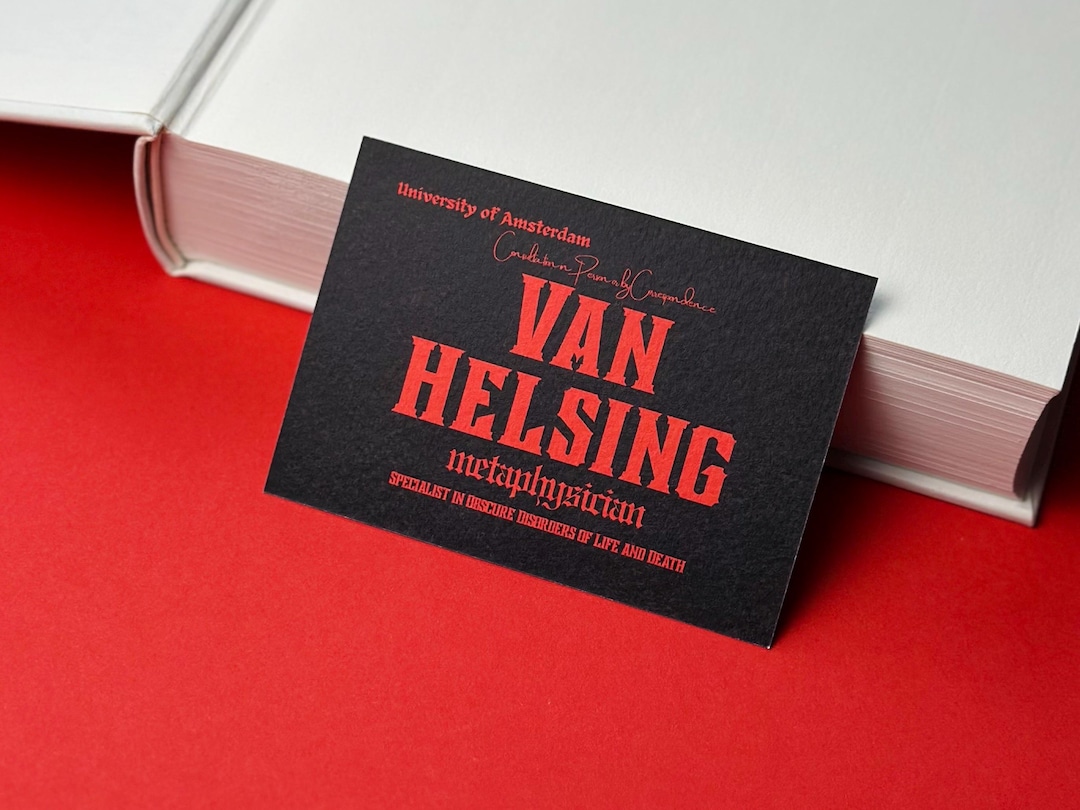 Van Helsing Horror Business Card Bookmark – Dracula Gothic Inspired A7 ...
