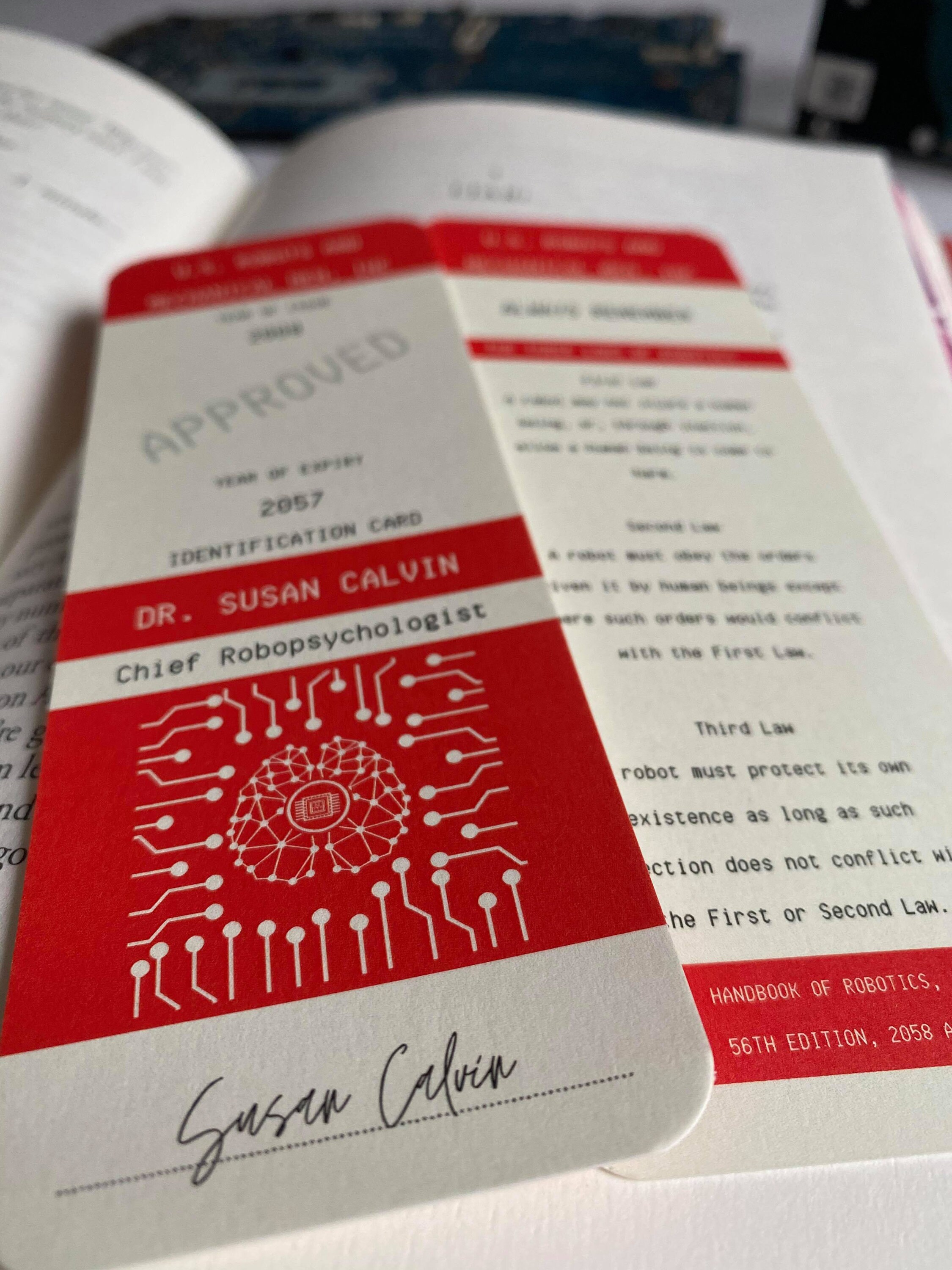 I Robot Dr Susan Calvin ID Card Inspired Bookmark Isaac | Etsy