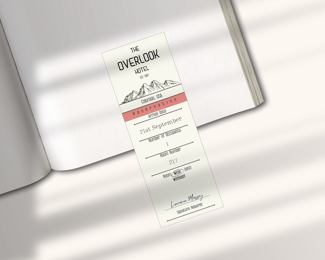 The Shining Bookmark, Stephen King Horror Bookmarks, Overlook Hotel ...