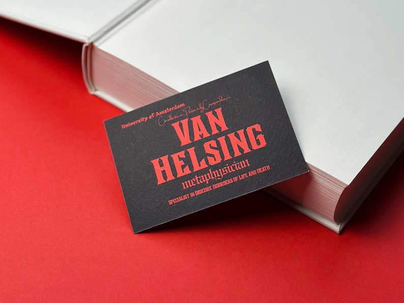 Van Helsing Horror Business Card Bookmark – Dracula Gothic Inspired A7 ...