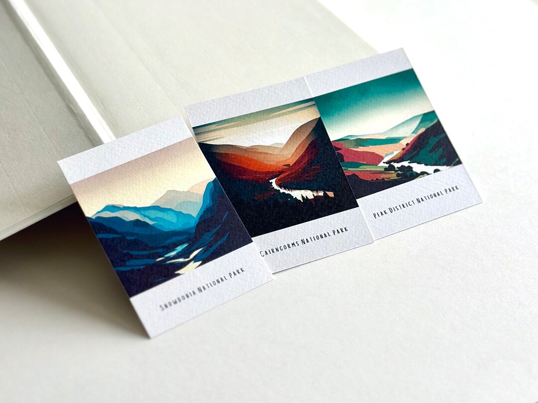 UK National Park Bookmark Set, Snowdonia, Cairngorms, Peak District ...