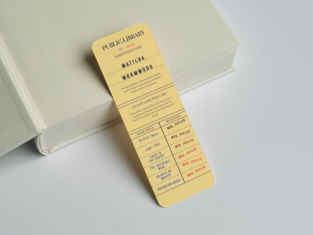 Matilda Bookmark – Vintage Library Card Bookmarks - Etsy